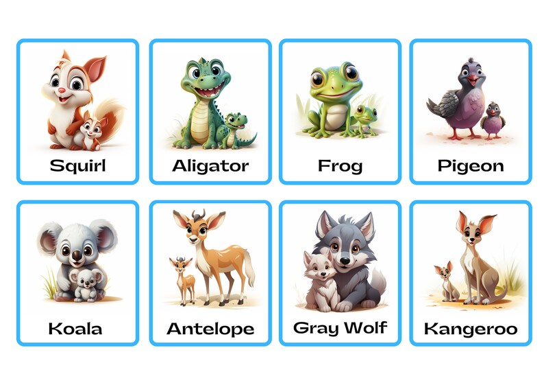 Animal Printable Flash Cards - High Quality Designed Animals - Etsy