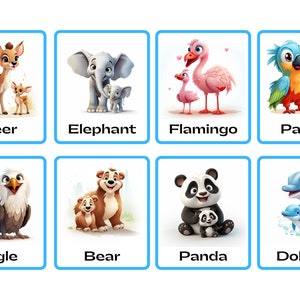 Animal Printable Flash Cards - High Quality Designed Animals - Etsy