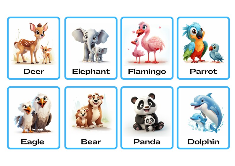 Animal Printable Flash Cards - High Quality Designed Animals - Etsy