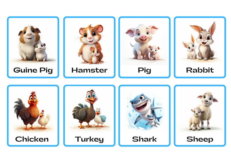 Animal Printable Flash Cards - High Quality Designed Animals - Etsy