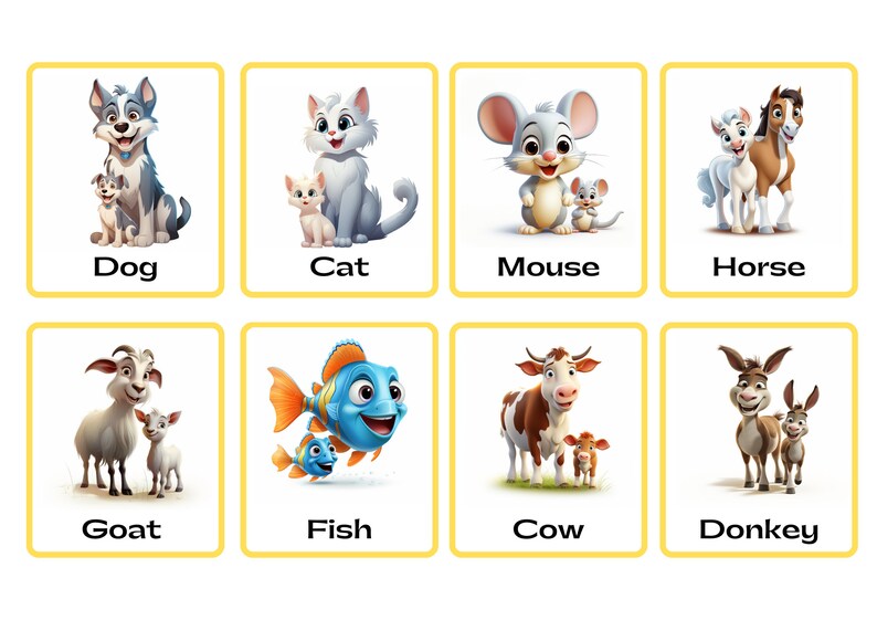 Animal Printable Flash Cards - High Quality Designed Animals - Etsy