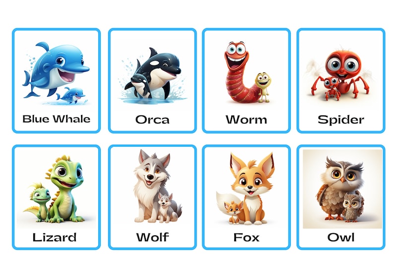 Animal Printable Flash Cards - High Quality Designed Animals - Etsy