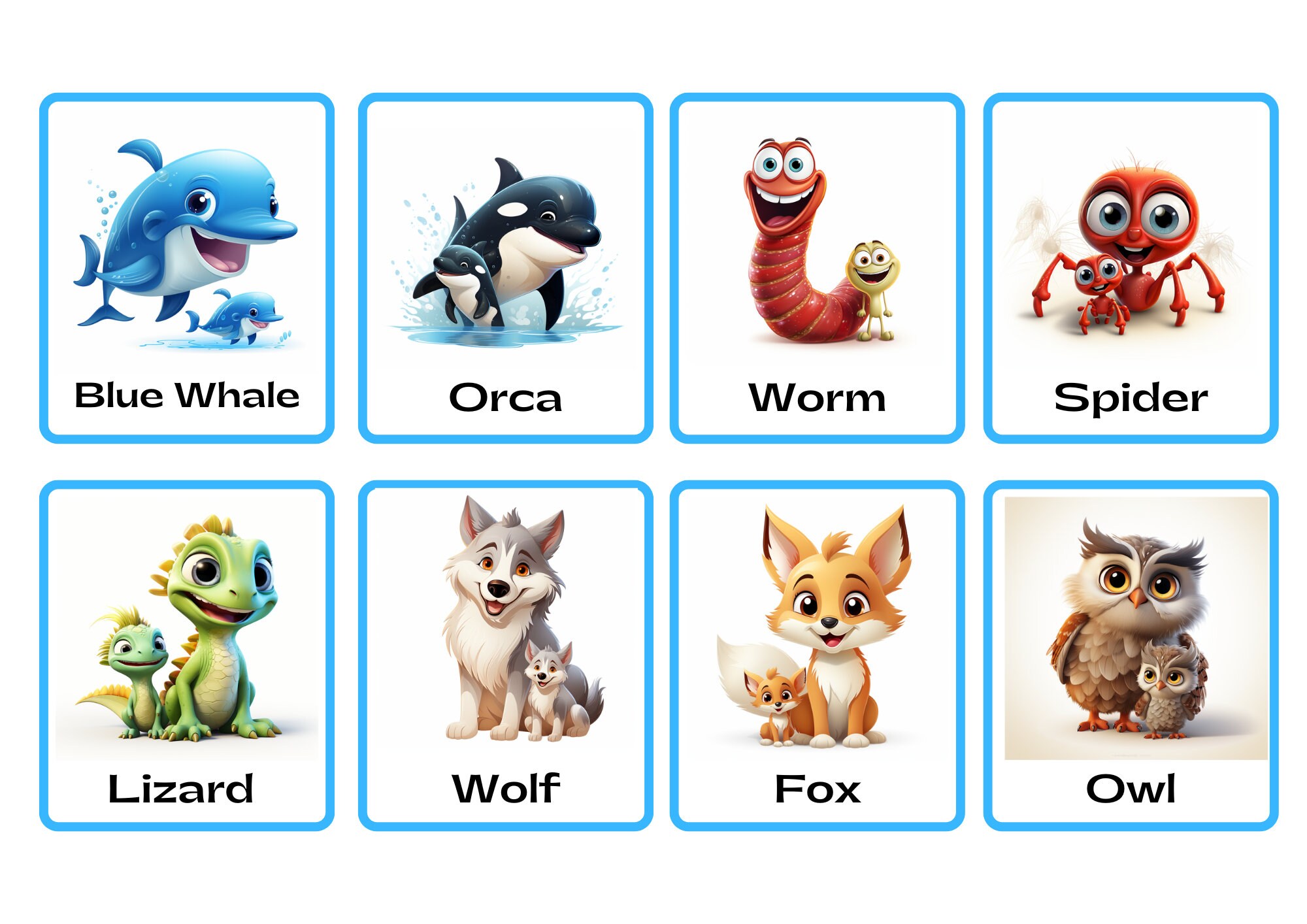 Animal Printable Flash Cards - High Quality Designed Animals - Etsy