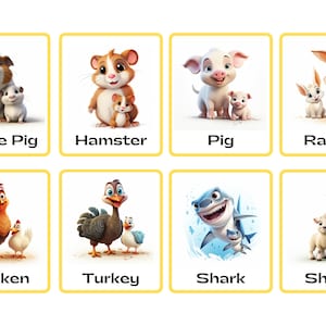 Animal Printable Flash Cards - High Quality Designed Animals - Etsy