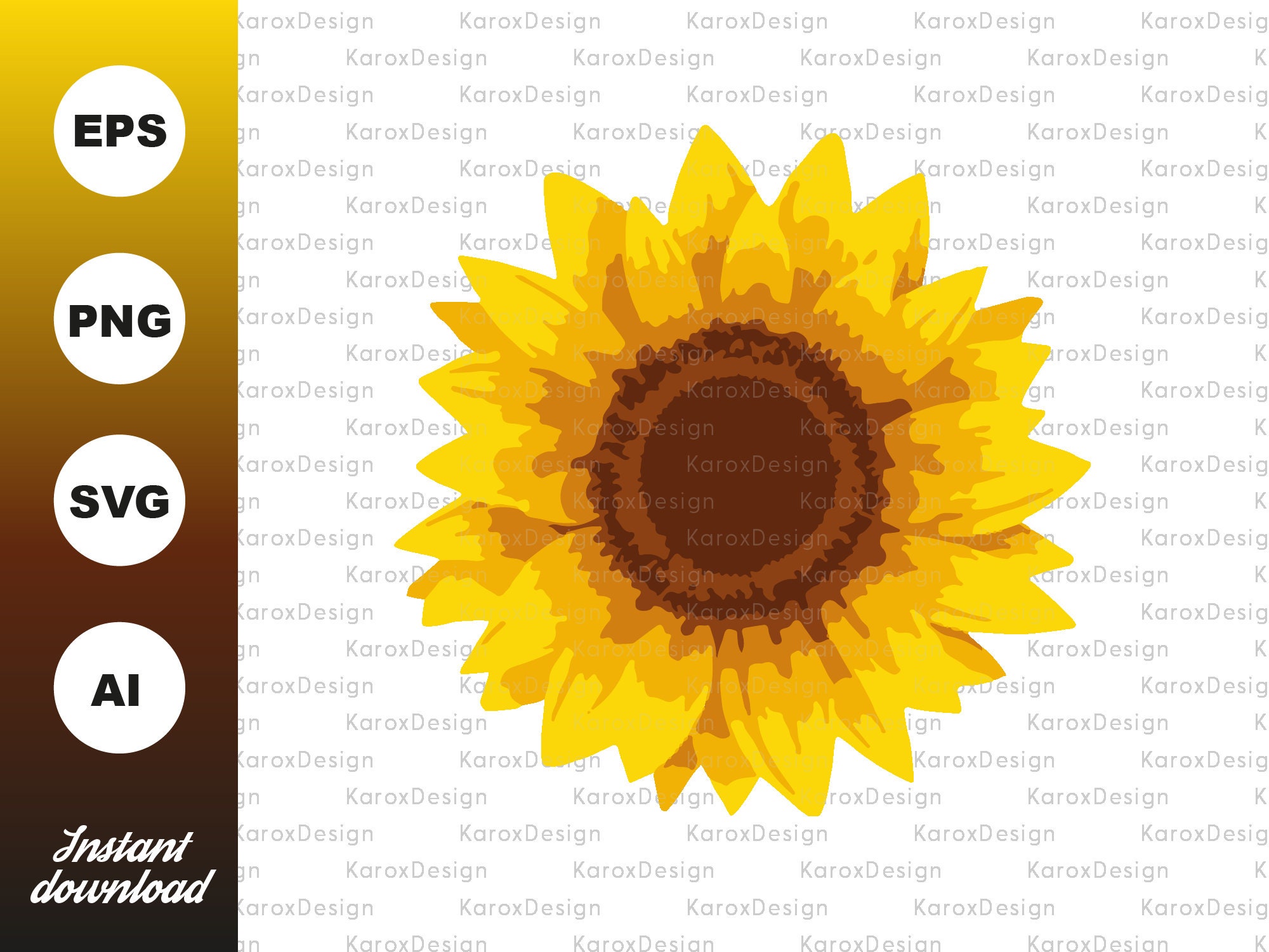 Sunflower SVG Flower Clipart Vector - Etsy