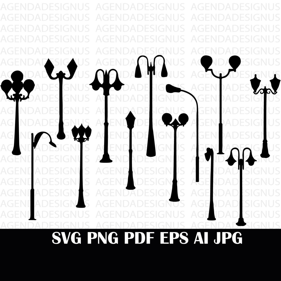 Street Lamp Svg Png Eps Dxf - Etsy