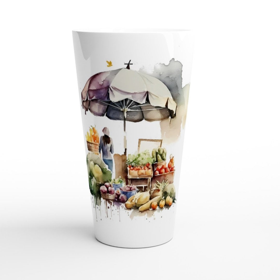 Farmer's Market White Latte 17oz Ceramic Personalized Mug - Etsy