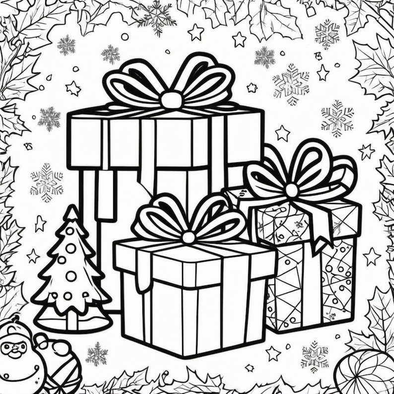 50 Christmas Kawaii Coloring Page Bundle Printable - Etsy