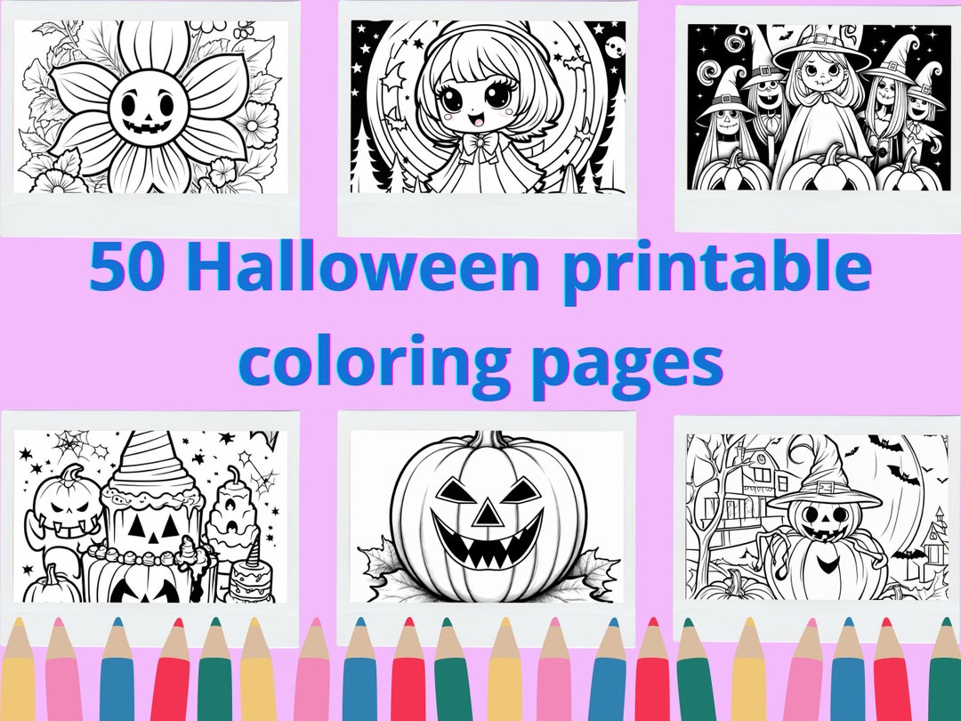 50 Printable Halloween Coloring Pages, Pumpkin Coloring, Spooky ...
