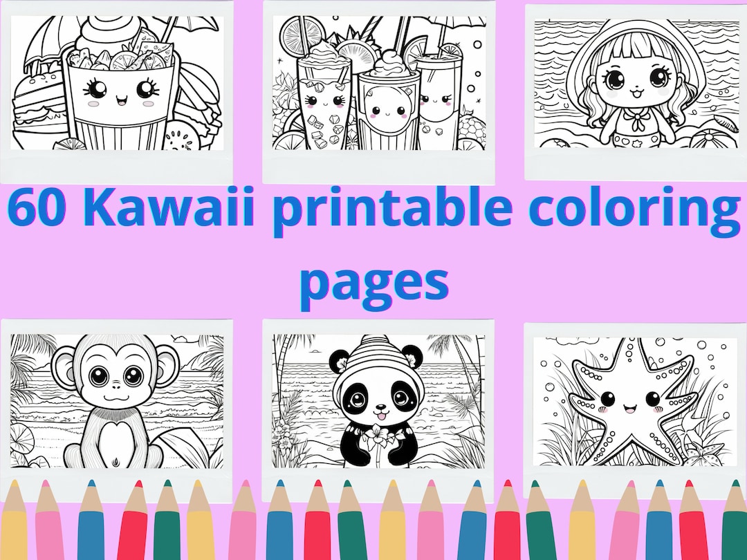 60 Printable Kawaii Coloring Pages - Etsy