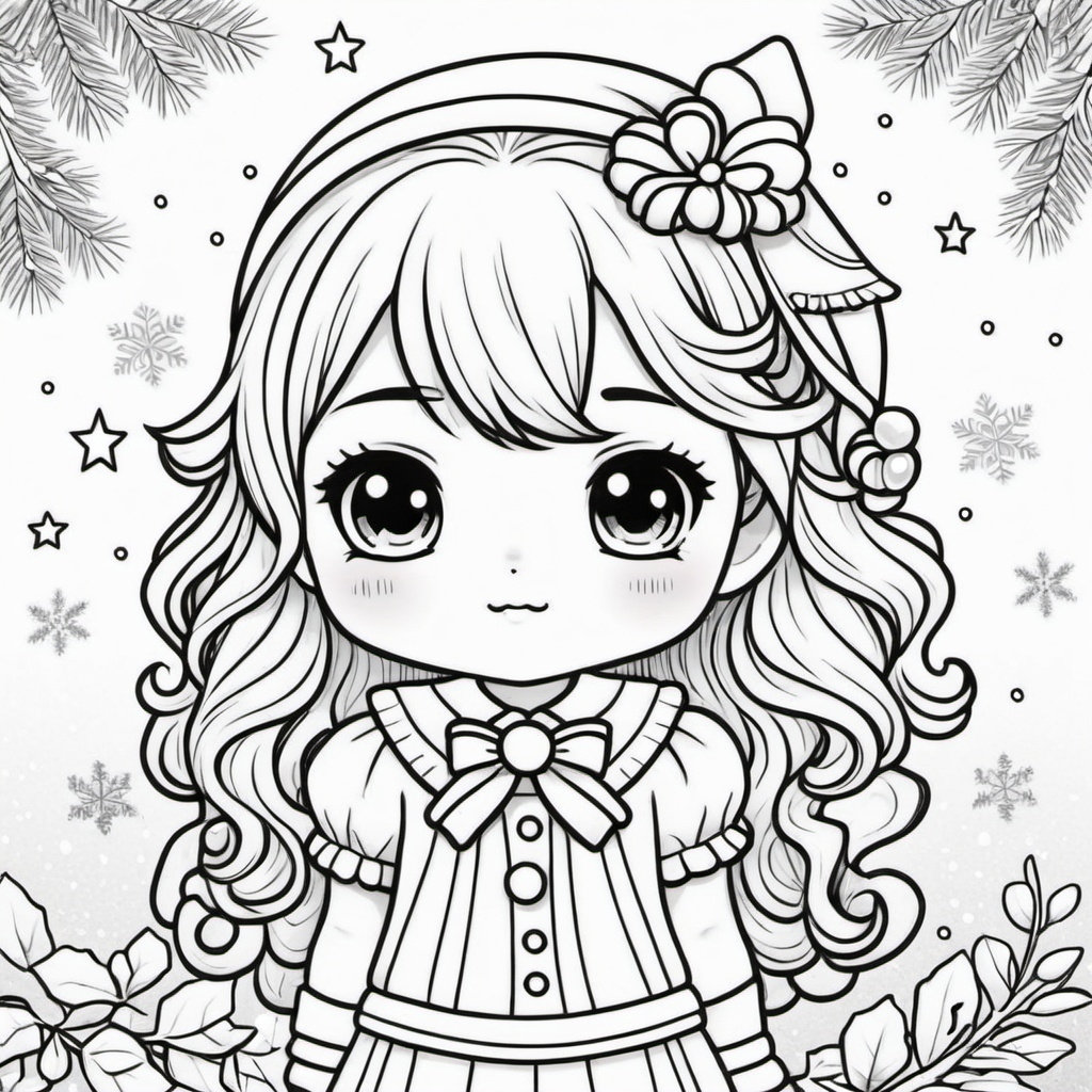 50 Christmas Kawaii Coloring Page Bundle Printable - Etsy