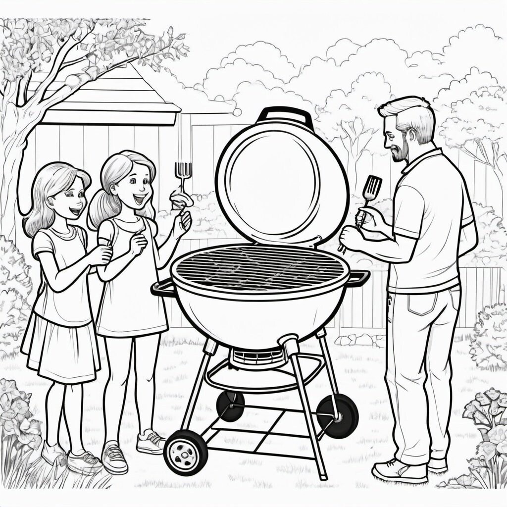 25 BBQ Coloring Pages BBQ Party in the Summer and Winter - Etsy