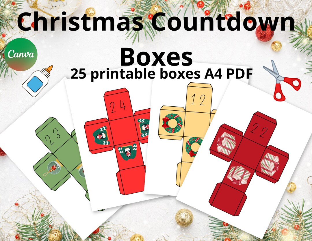 Christmas Countdown Printable, Christmas Advent Calendar, Count Down ...