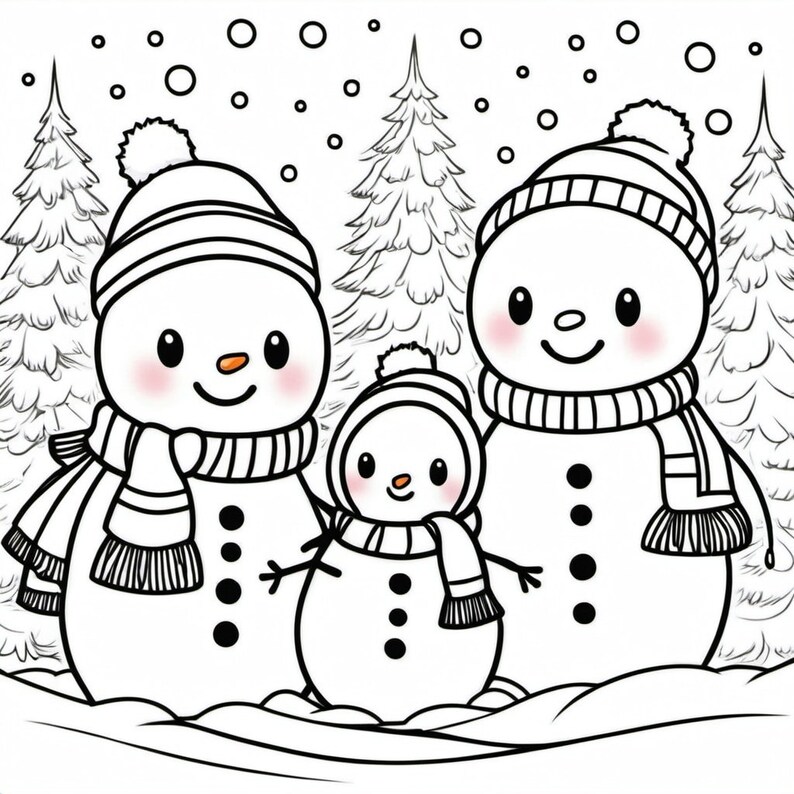 50 Christmas Kawaii Coloring Page Bundle Printable - Etsy