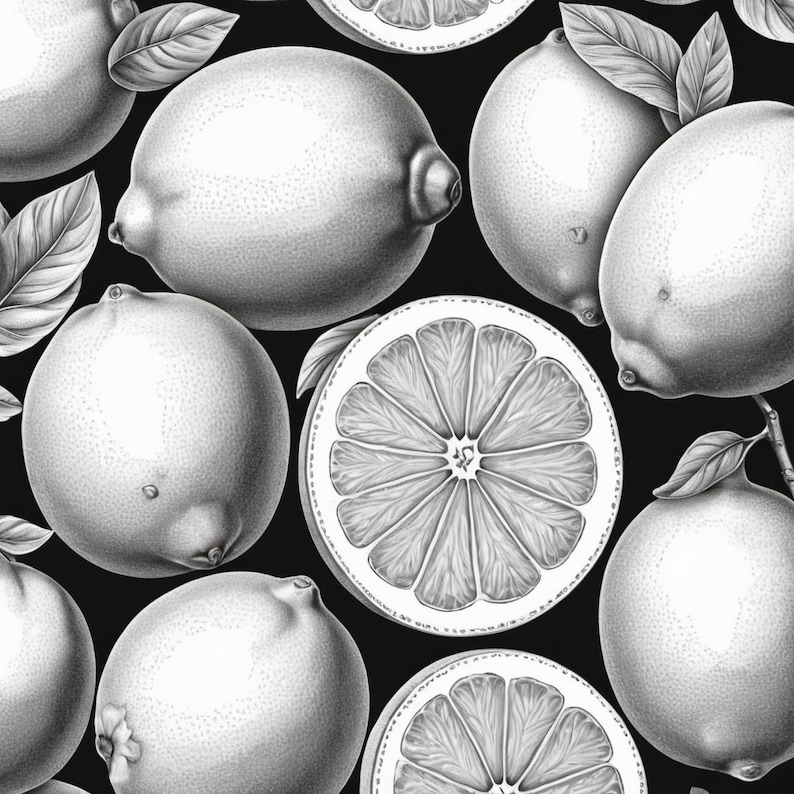 25 Printable Gray Scale Coloring Pages Fruit Adult Coloring Pages - Etsy