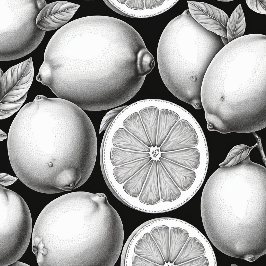 25 Printable Gray Scale Coloring Pages Fruit Adult Coloring Pages - Etsy