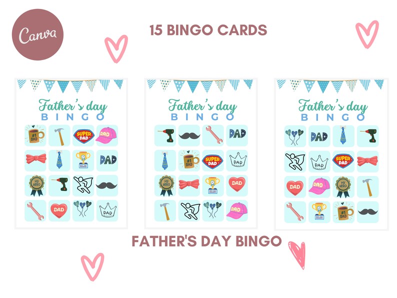 Father's Day Bingo, Bingo, Printable Bingo, Fathersday Game, Card Game ...
