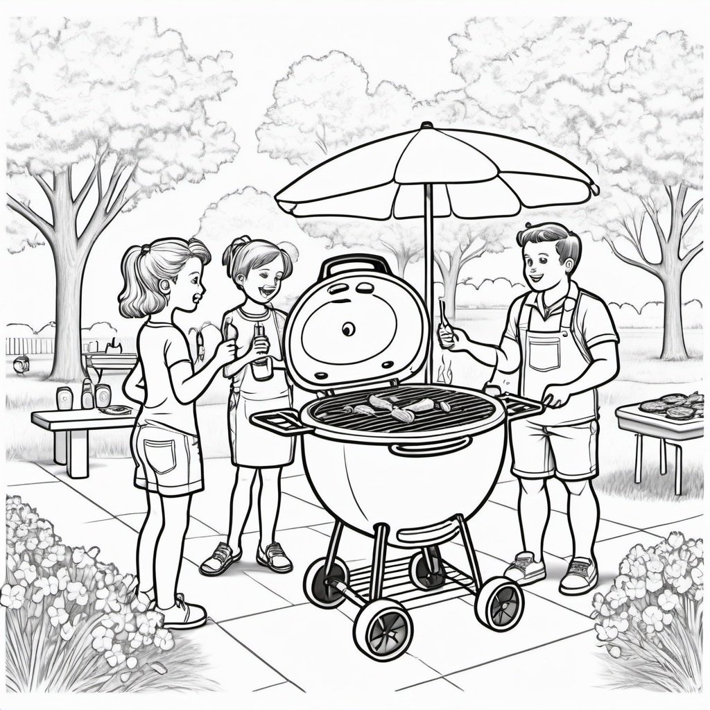 25 BBQ Coloring Pages BBQ Party in the Summer and Winter - Etsy