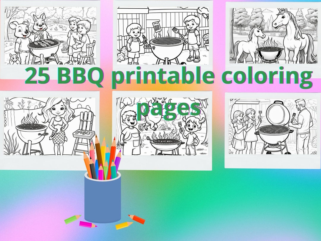 25 BBQ Coloring Pages BBQ Party in the Summer and Winter - Etsy