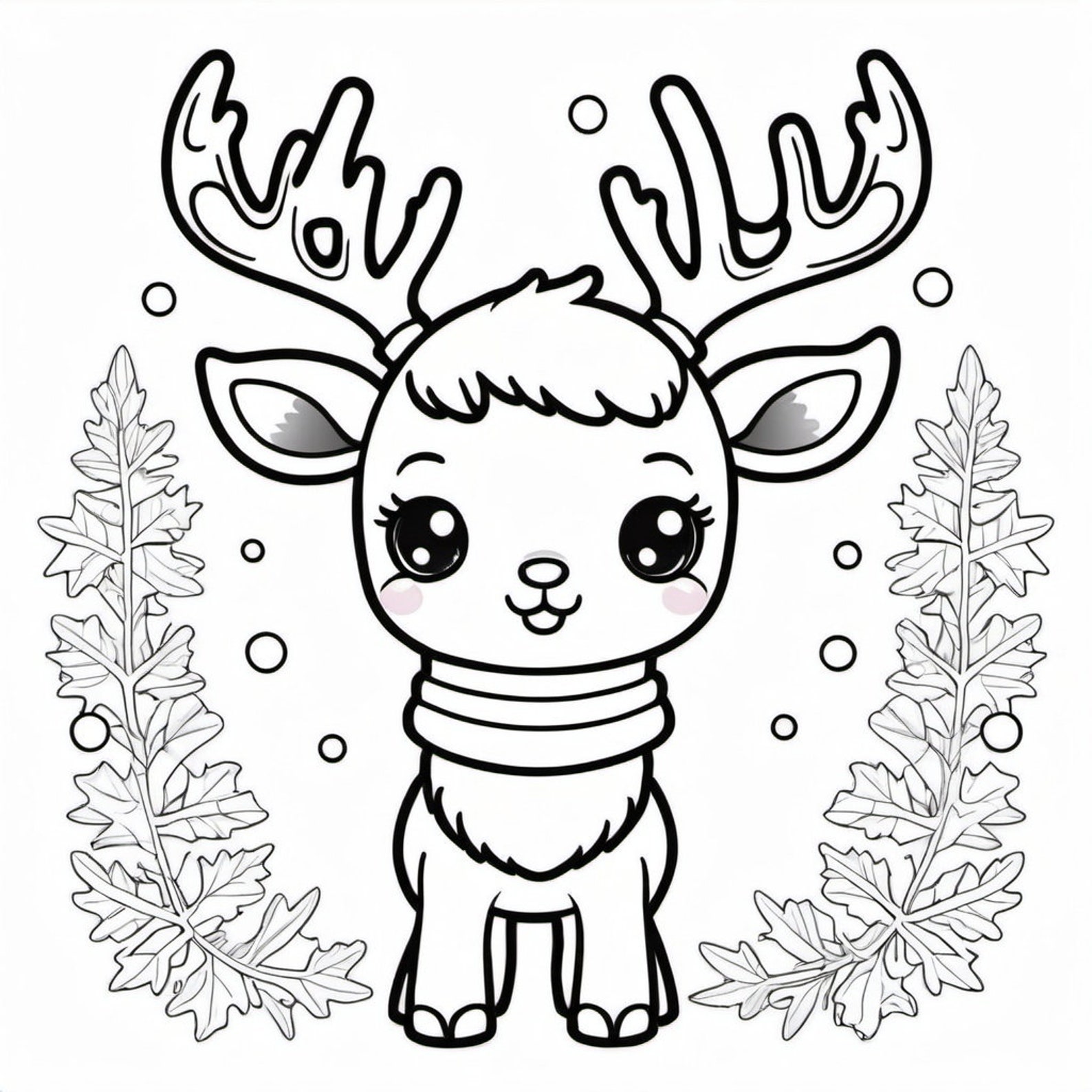 50 Christmas Kawaii Coloring Page Bundle Printable - Etsy
