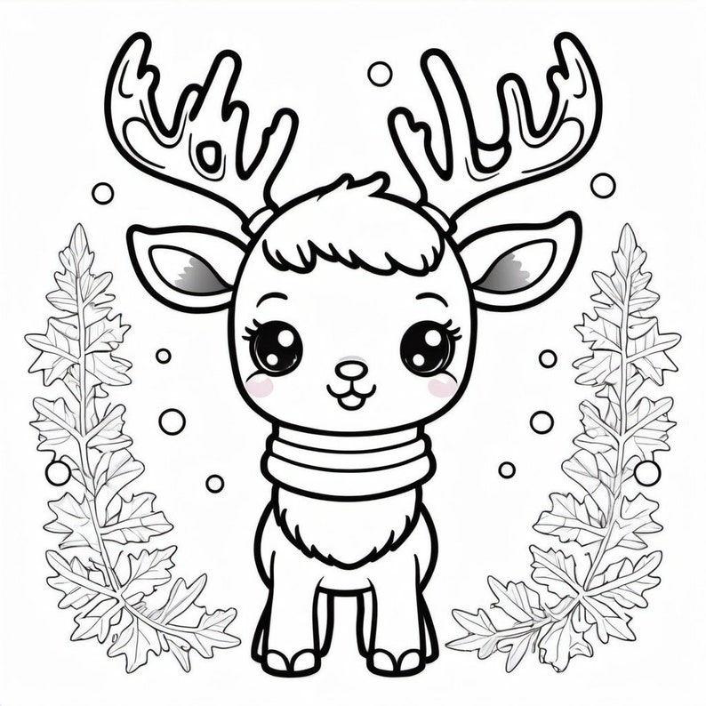 50 Christmas Kawaii Coloring Page Bundle Printable - Etsy