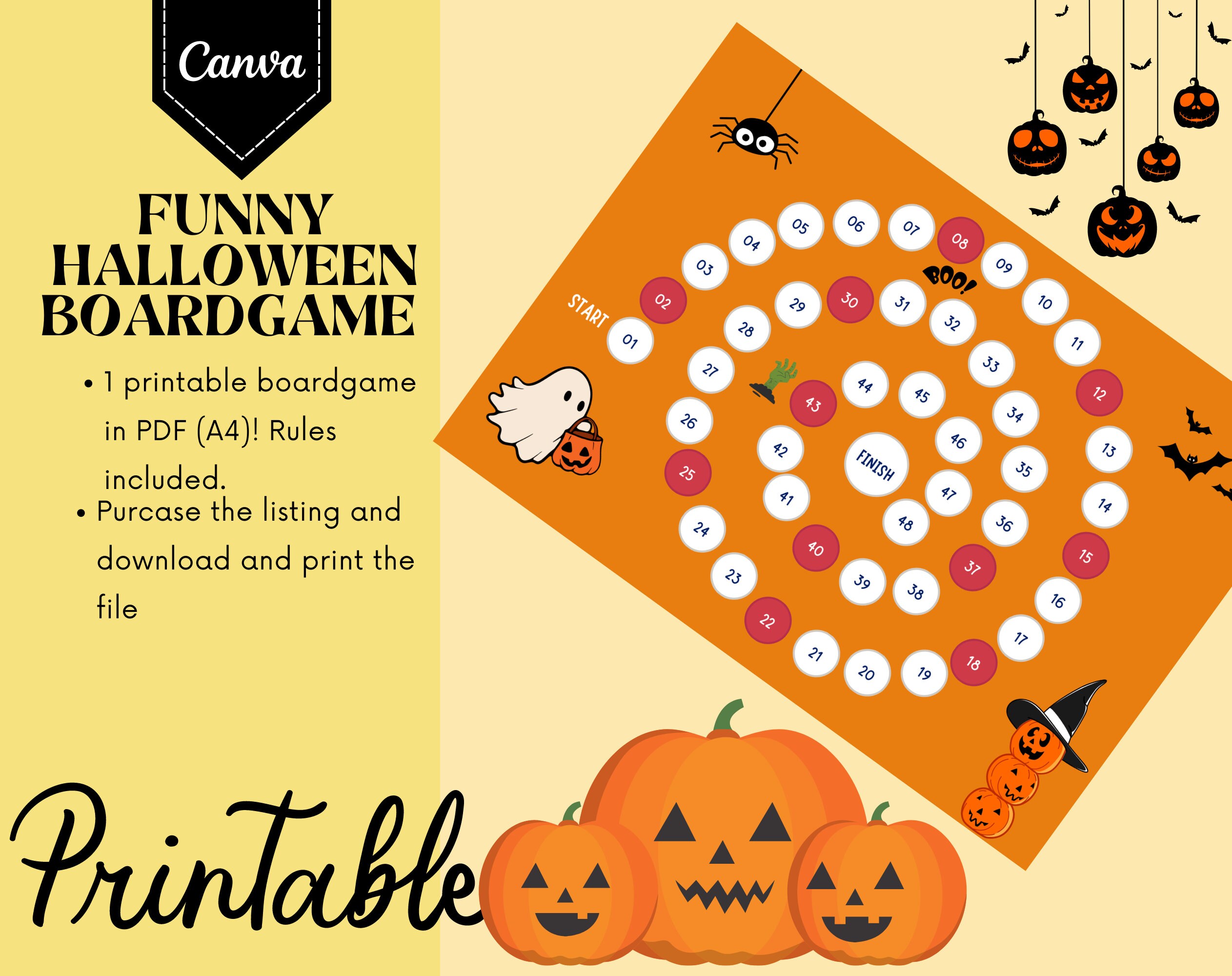 Funny Halloween Game, Printable Game, Board Game, Family Game ...