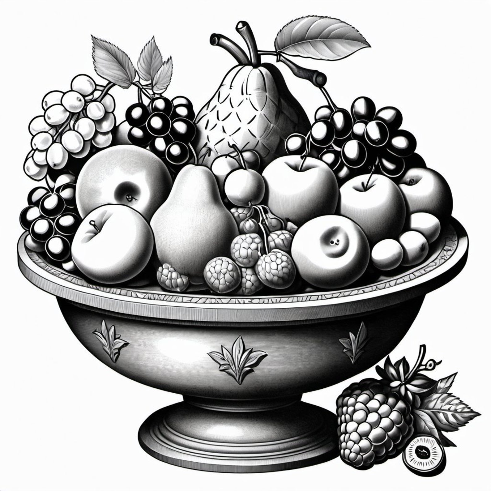 25 Printable Gray Scale Coloring Pages Fruit Adult Coloring Pages - Etsy