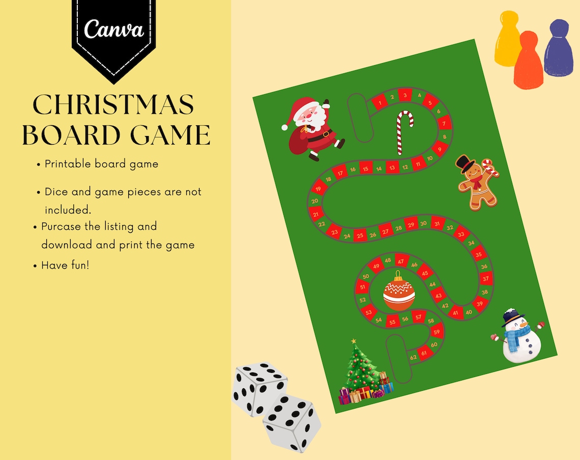 Printable Christmas Board Game, Christmas Game, Holiday Game, Family ...