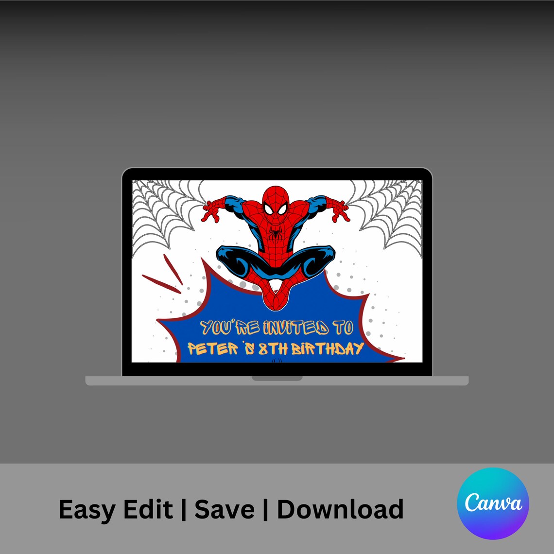 Spiderman Invitation Editable Invitation Card & Flyer Kids Birthday ...