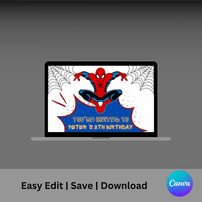 Spiderman Invitation Editable Invitation Card & Flyer Kids Birthday ...