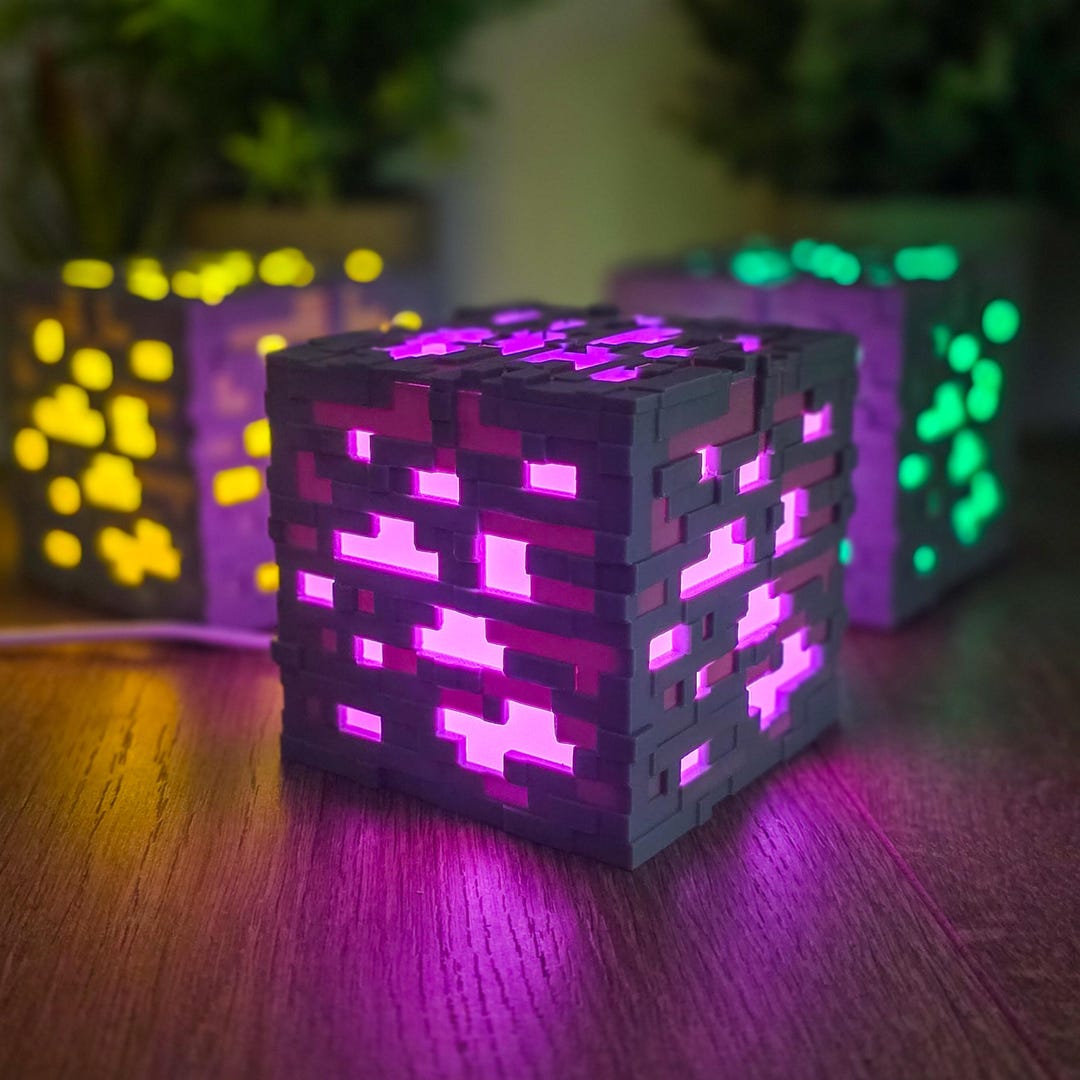 Minecraft Ore Block Lamp | 3x Option Types - Tealight | USB | Remote ...