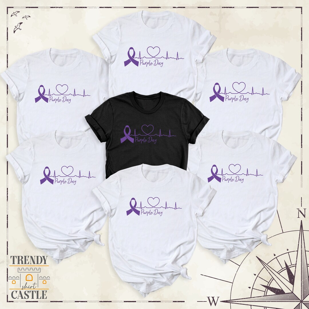 Pancreatic Cancer Support Team Tee, Purple Ribbon Pancreatic Cancer ...