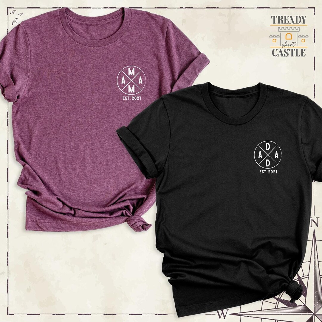 Mama Dada Est Shirt, Mothers Day Tee, Mom Pocket Shirt, New Dada Shirts ...