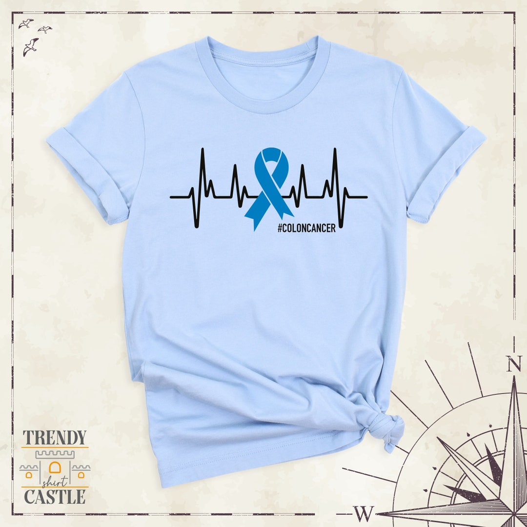 Colon Cancer Awareness Shirt, Blue Ribbon Colon Cancer Support Tshirt ...