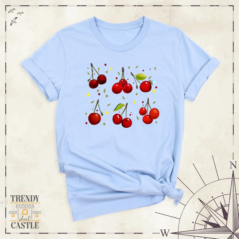 Summer Holiday Cherry Shirt, Fruit Lover Gift Tees, Hawaiian Beach ...