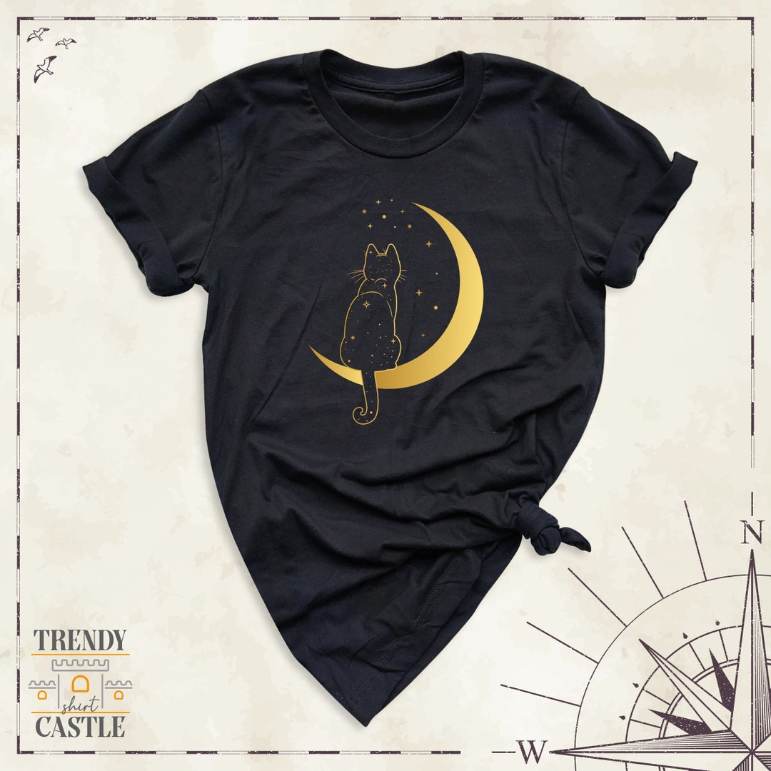 Cat on the Moon Shirt, Cat Lover Gift Tees, Kitty Tshirt, Cat Owner ...