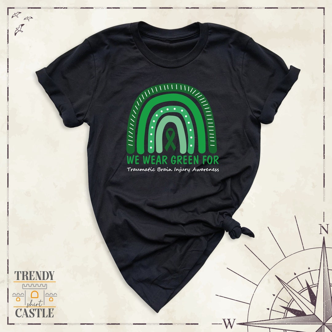 Brain Injury Awareness Shirt, We Wear Green Ribbon Shirt, Support Squad ...