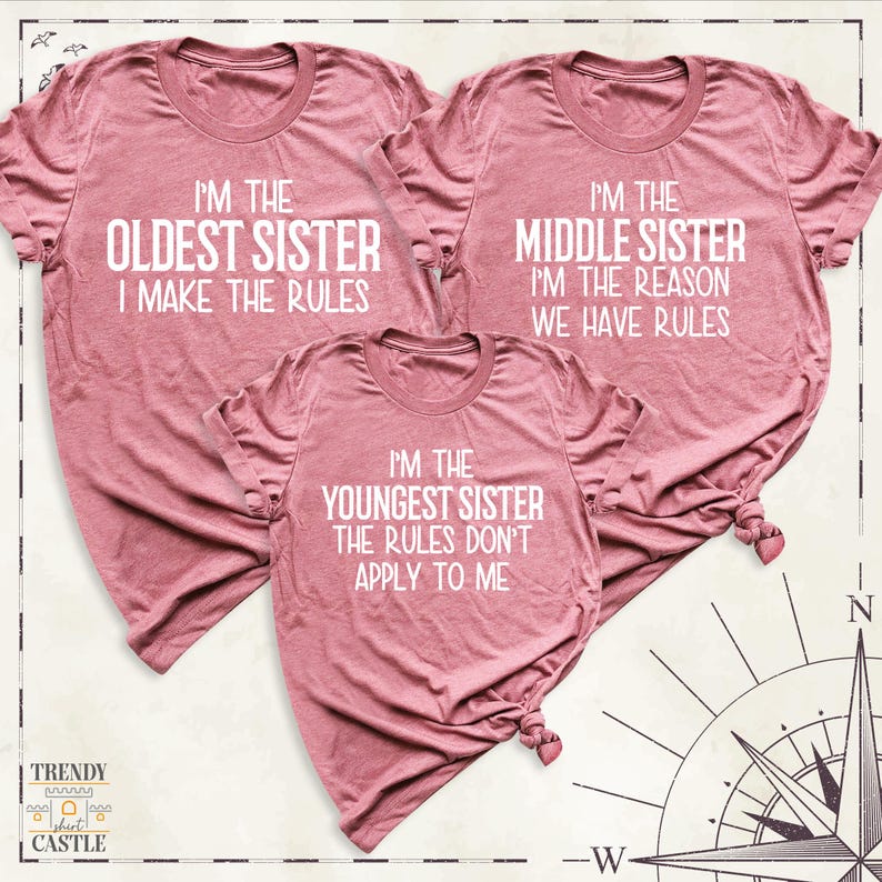 Funny Sibling Rules Shirt, Oldest Sister Tees, Family Matching Siblings ...
