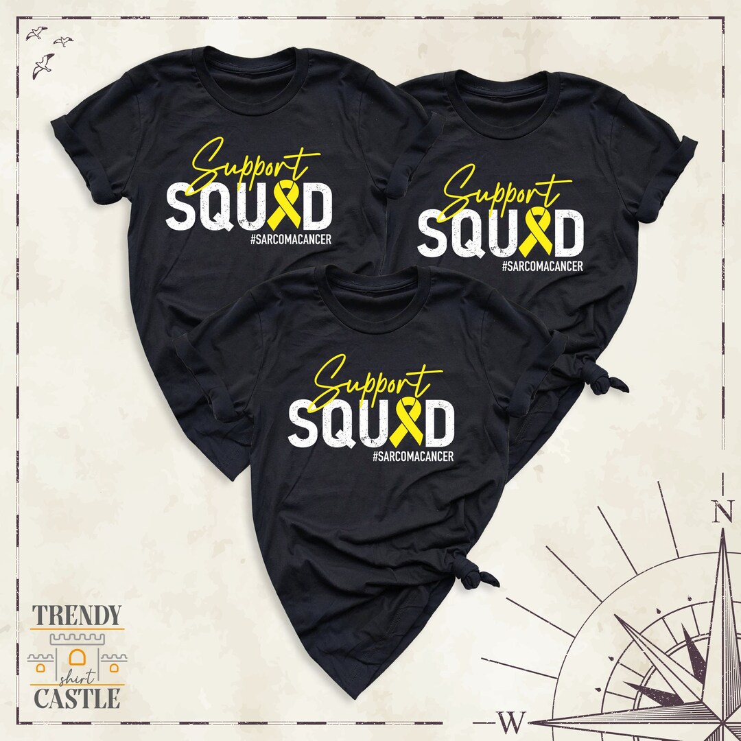Sarcoma Bone Cancer Yellow Ribbon Shirt, Familie Support Squad Team ...