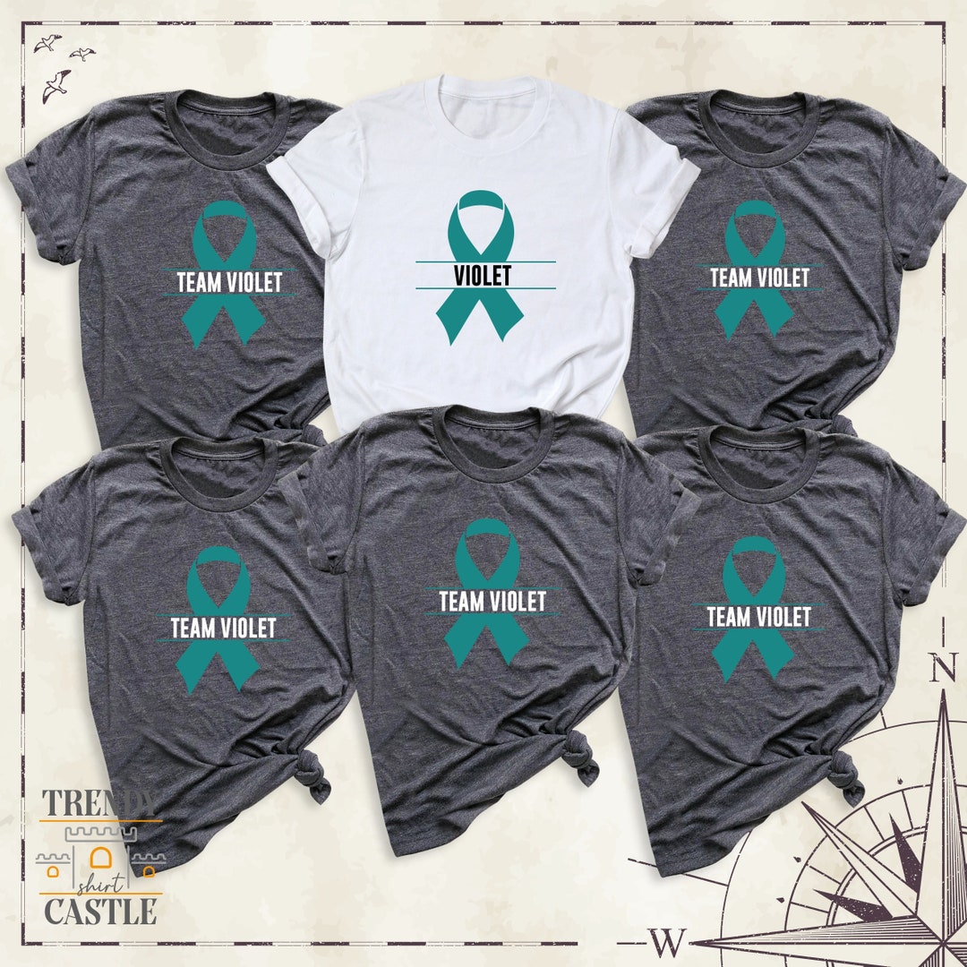 Custom Cervical Cancer Support Team Tee, Teal Ribbon Cervical Cancer ...