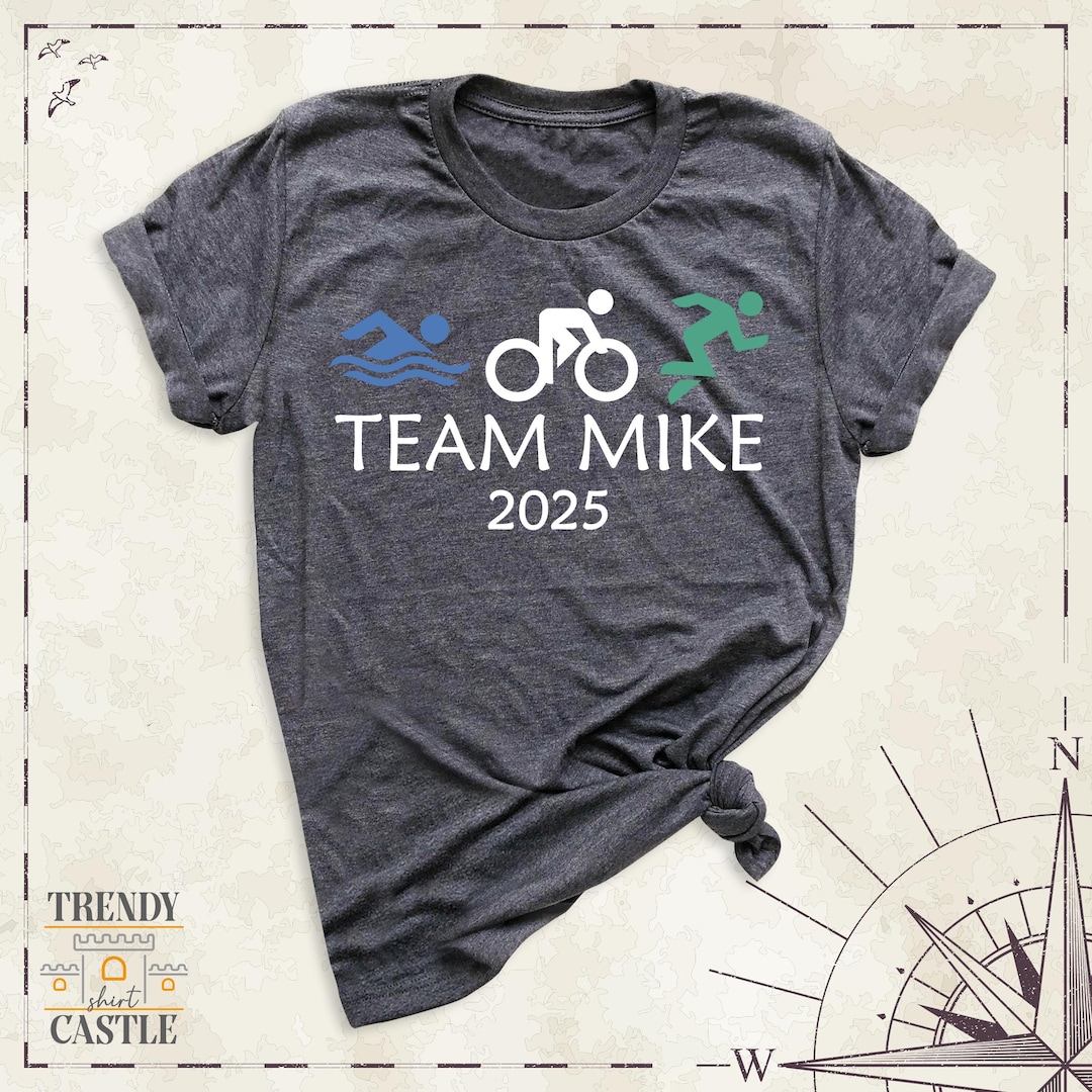 Triathlon Shirt, Custom Team Name Triathlon Tee, Swimming Biking ...