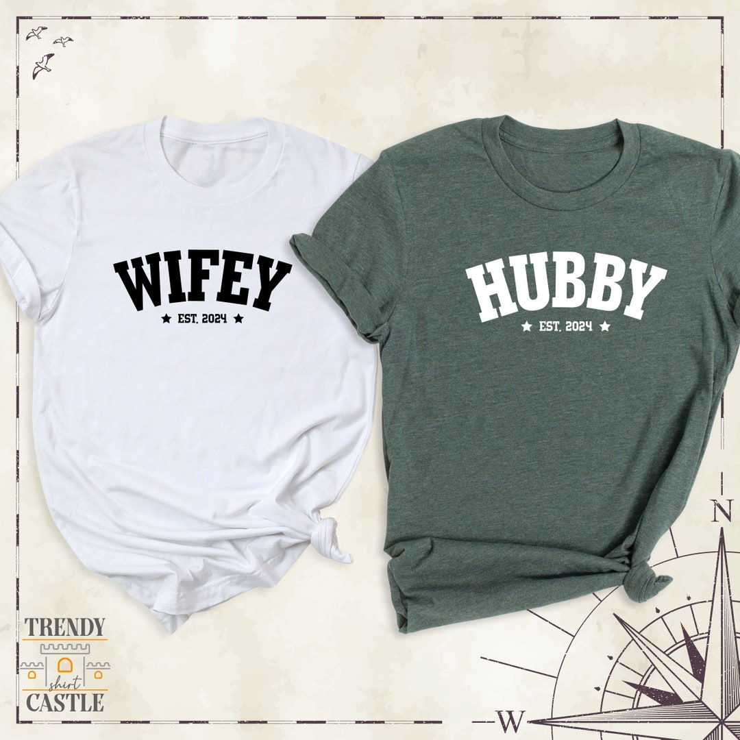 Wifey Hubby Est Couple Shirt, Anniversary Gift Shirts, Bride and Groom ...