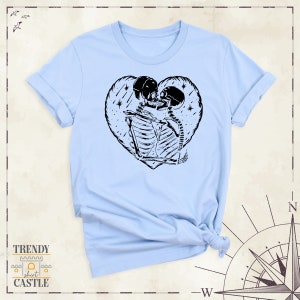 Valentines Day Kissing Skeletons Shirt, Romantic Skeleton Heart Love ...