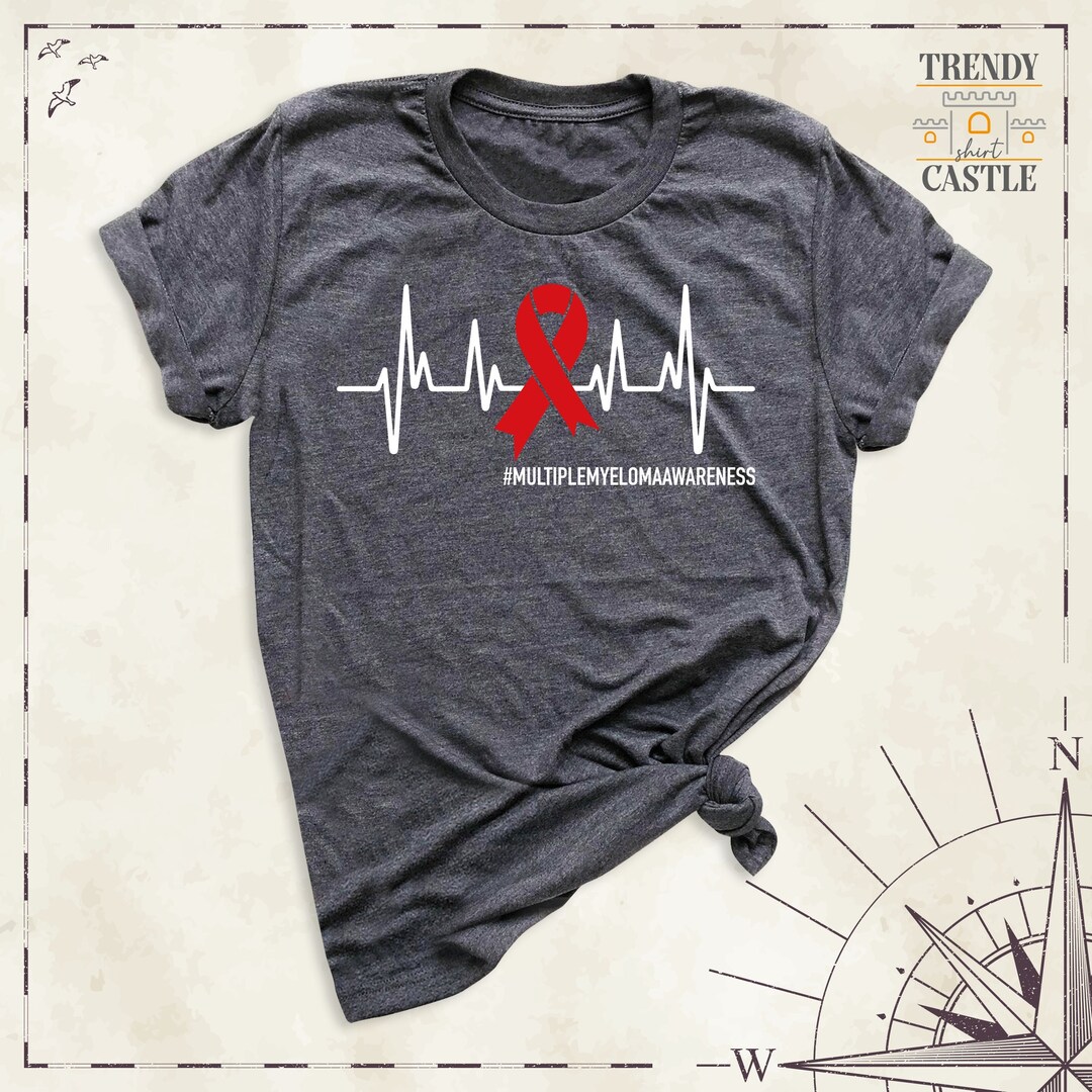 Multiple Myeloma Awareness Shirt, Burgundy Ribbon Myeloma Support Tee ...