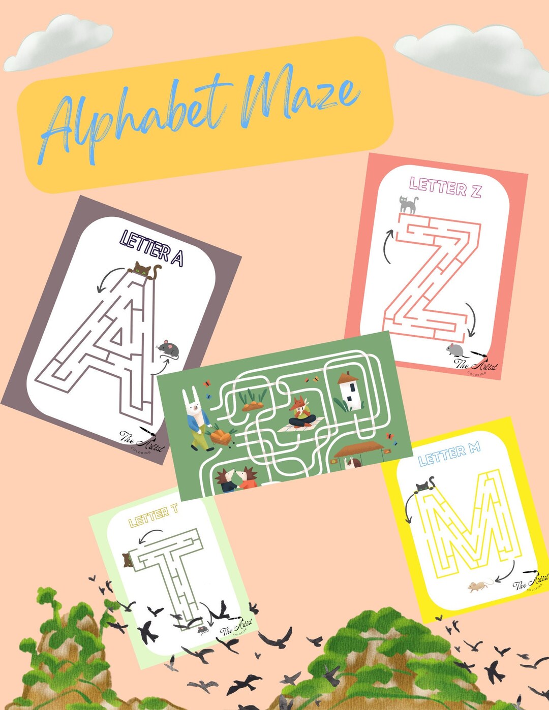 A to Z Alphabet Maze Worksheets Printable Tracing Alphabet Maze ...