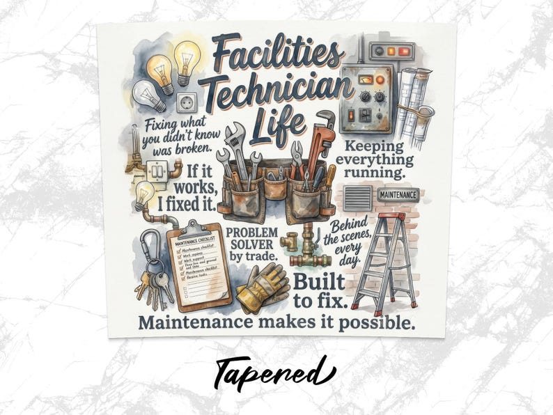 Facilities Technician Life Digital Tumbler Wrap, Maintenance Worker ...