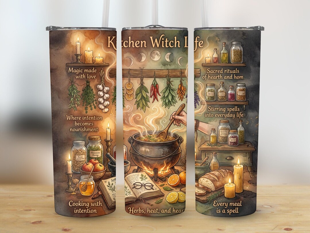 Kitchen Witch Life Digital Art, Witchcore Tumbler Wrap Design, Magic ...