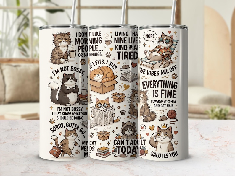 Grumpy Cat Quotes 20oz Tumbler Wrap PNG | Funny Cat Lover Digital ...