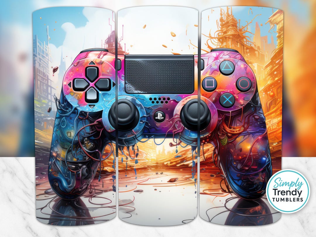 Gamer Tumbler Wrap: Video Game Controller 20 Oz Skinny Sublimation PNG ...
