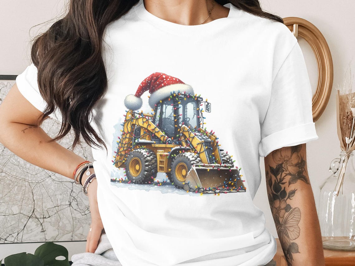 Christmas Backhoe PNG, Santa Hat Excavator Clipart (digital Download ...